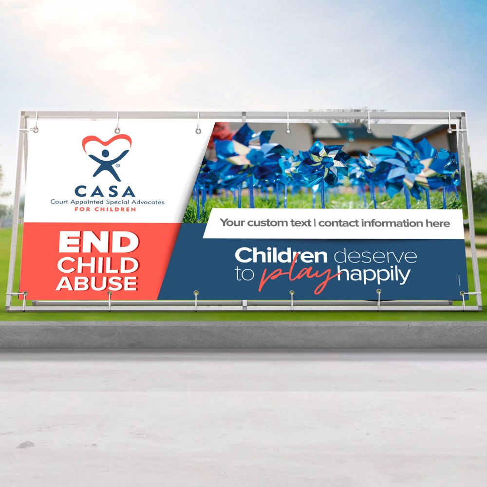 CUSTOM Child Abuse Prevention Pinwheel Vinyl Banner - SHOP Here